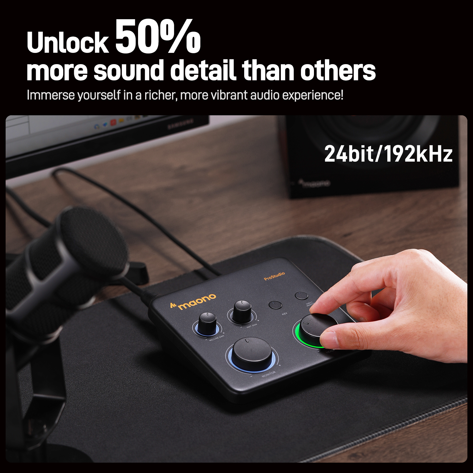 Maono PS22 Lite Audio Interface Sound Card with XLR Input 24-bit/192kHz Routing Software ...