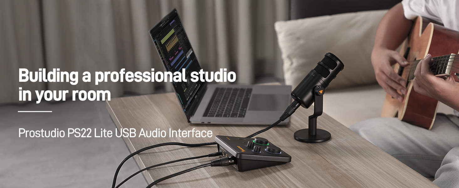 Maono PS22 Lite Audio Interface Sound Card with XLR Input 24-bit/192kHz Routing Software ...