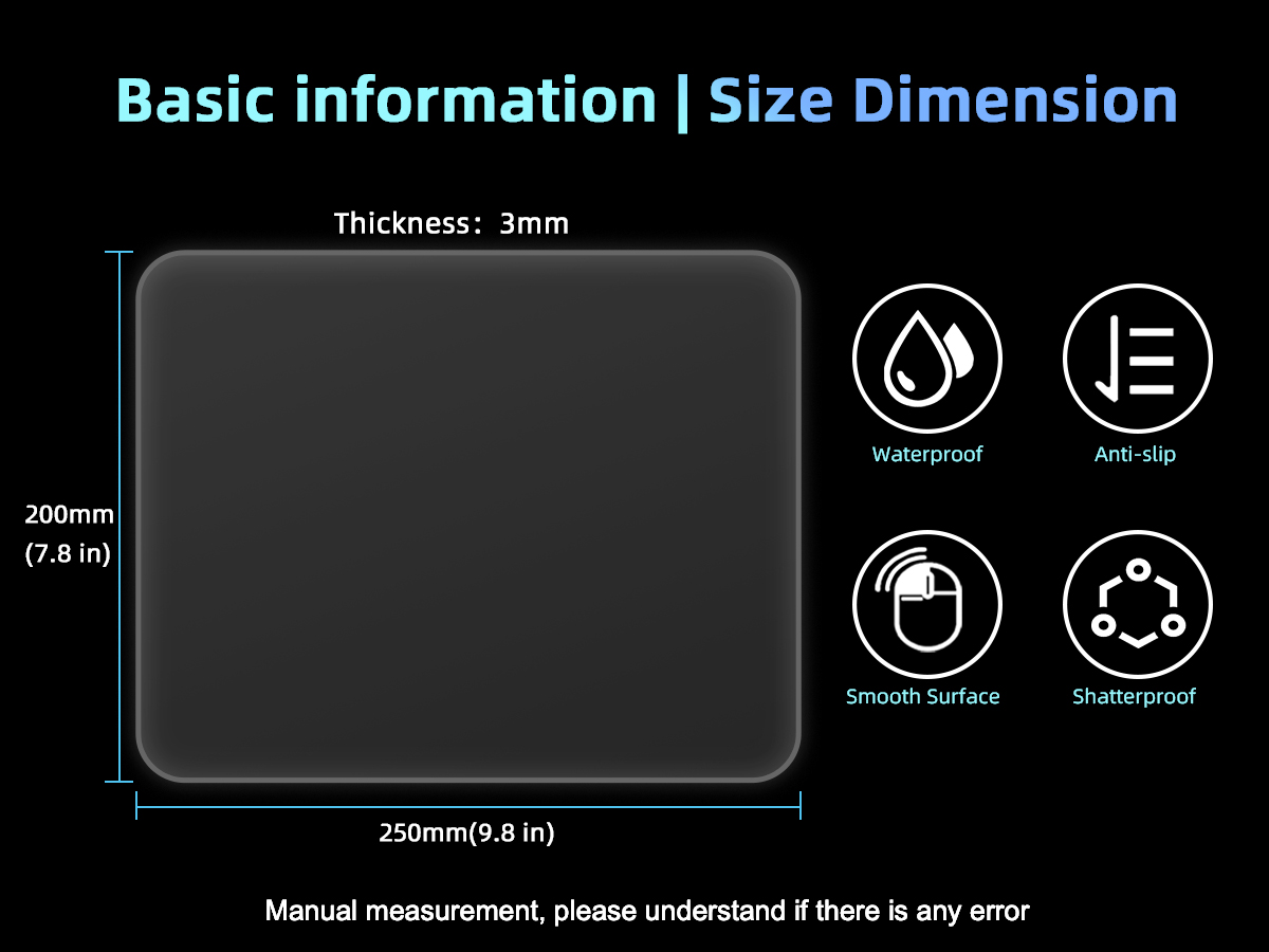 Excovip Tempered Glass Mouse Pad Transparent Professional Gaming Simple ...