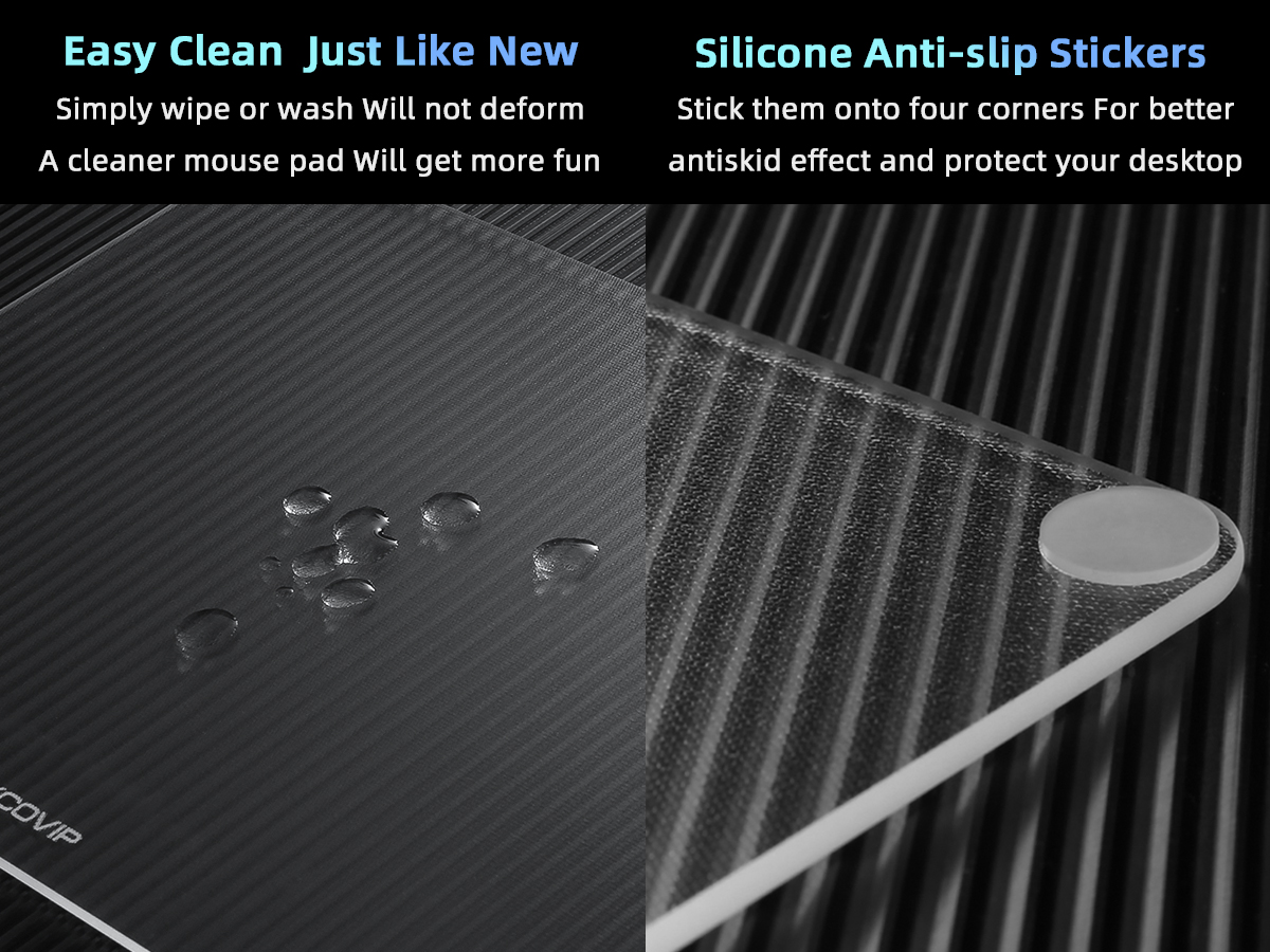 Excovip Tempered Glass Mouse Pad Transparent Professional Gaming Simple ...