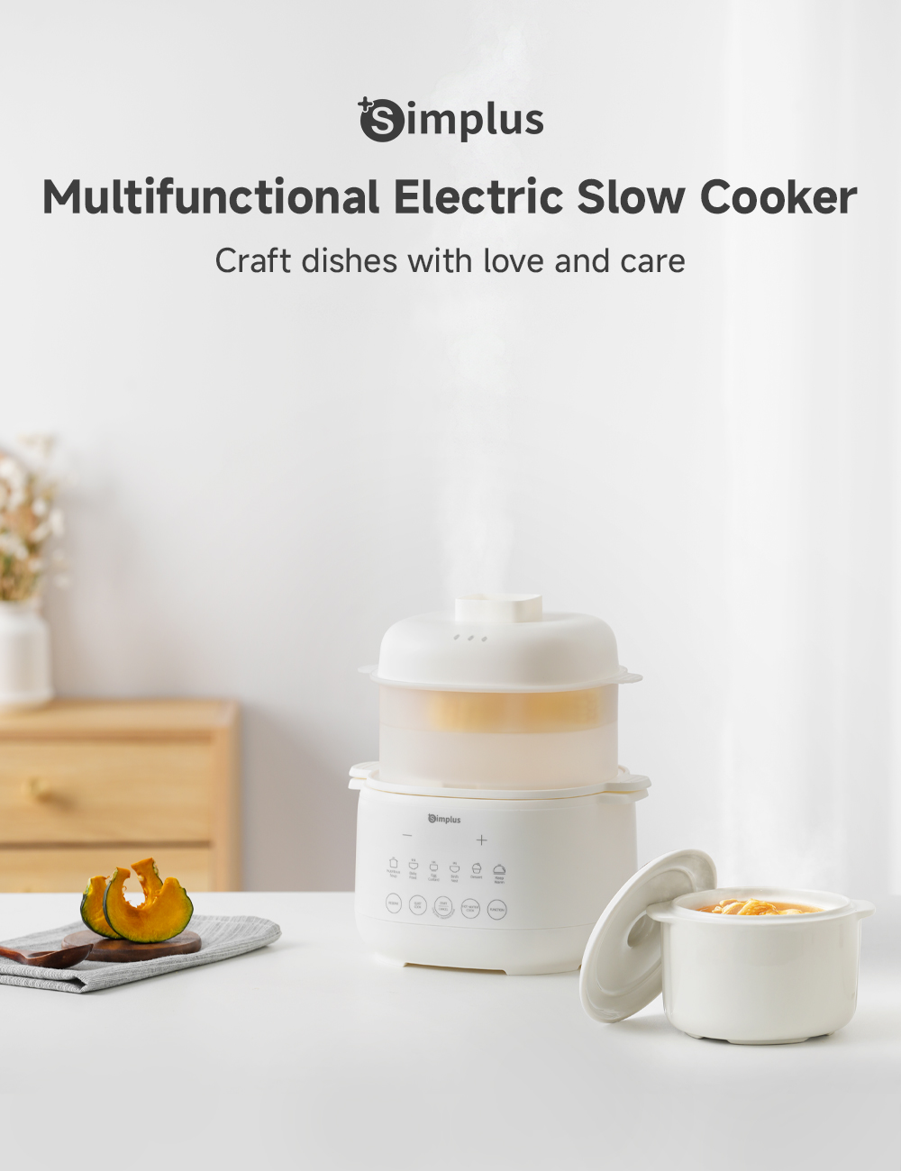Simplus Electric Slow Cooker | 1L Stew Pot | 8H Auto Keep Warm | 24H ...