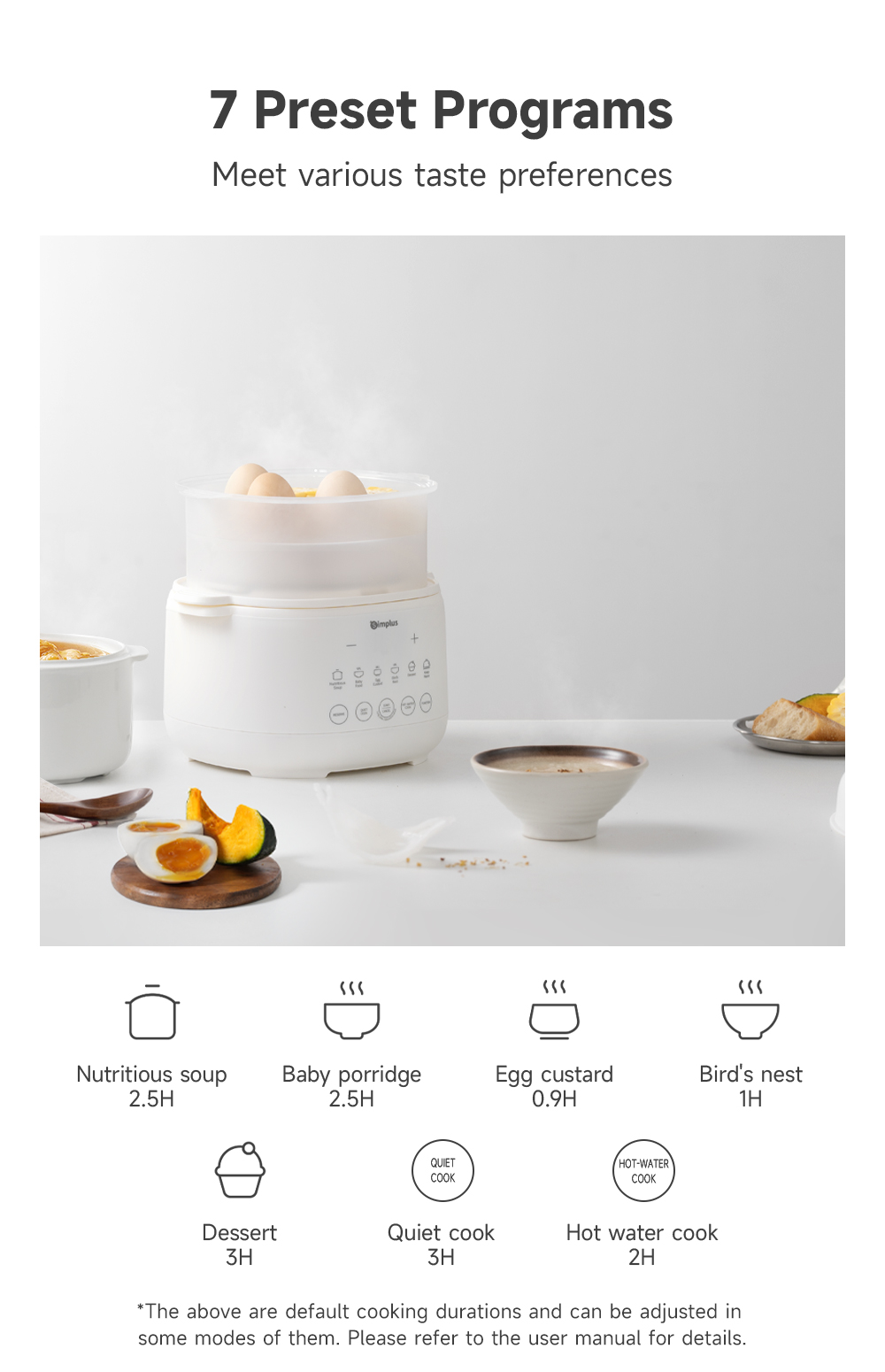 Simplus Electric Slow Cooker | 1L Stew Pot | 8H Auto Keep Warm | 24H ...