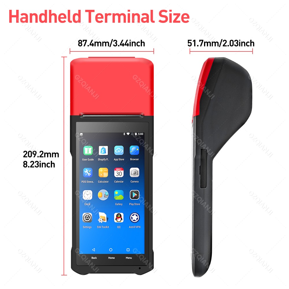POS Terminal PDA Android 8.1 Mobile 58mm Receipt Printer 4G Bluetooth ...