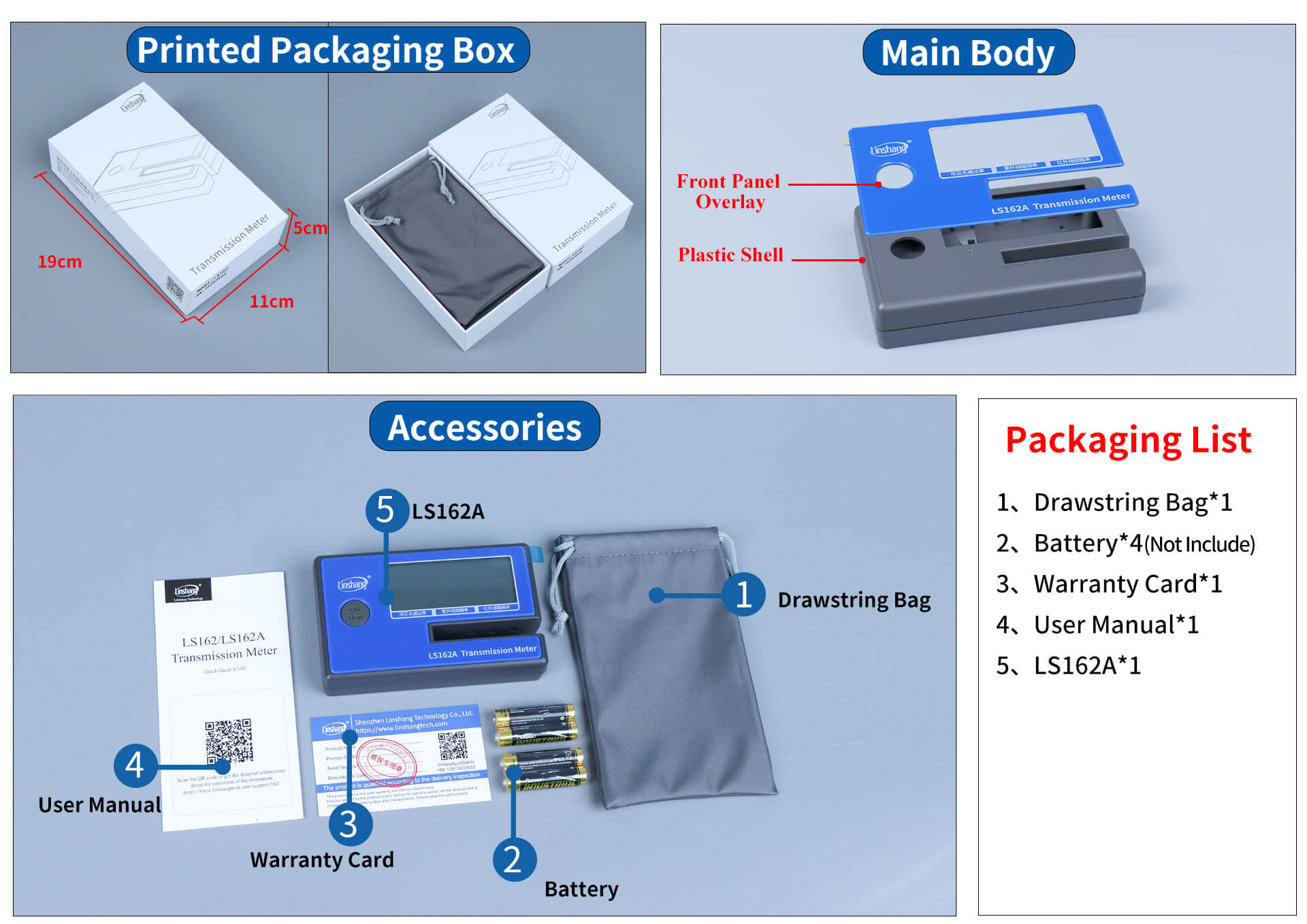 Linshang LS162A Handheld Window Film Transmission Meter with 1400nm IR rejection UV blocking ...