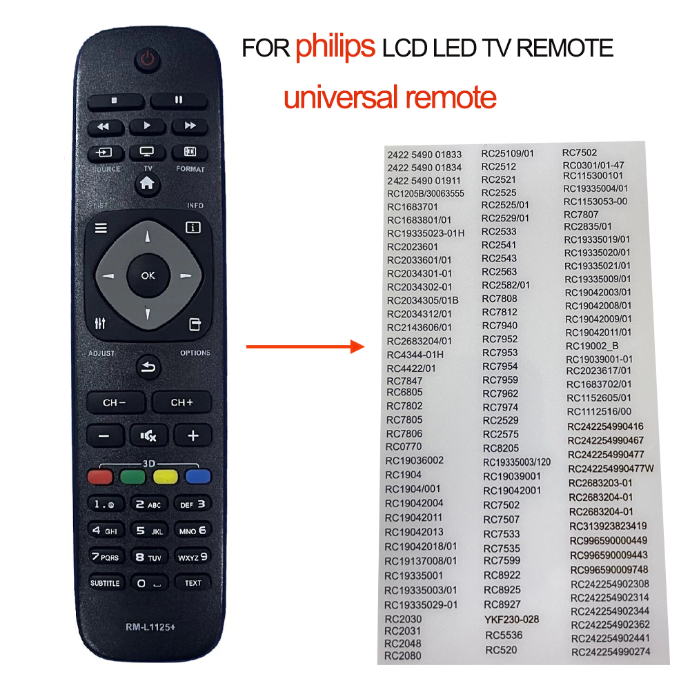 Suitable for Philips LCD TV Remote Control Universal RC Series RM-L1125 ...