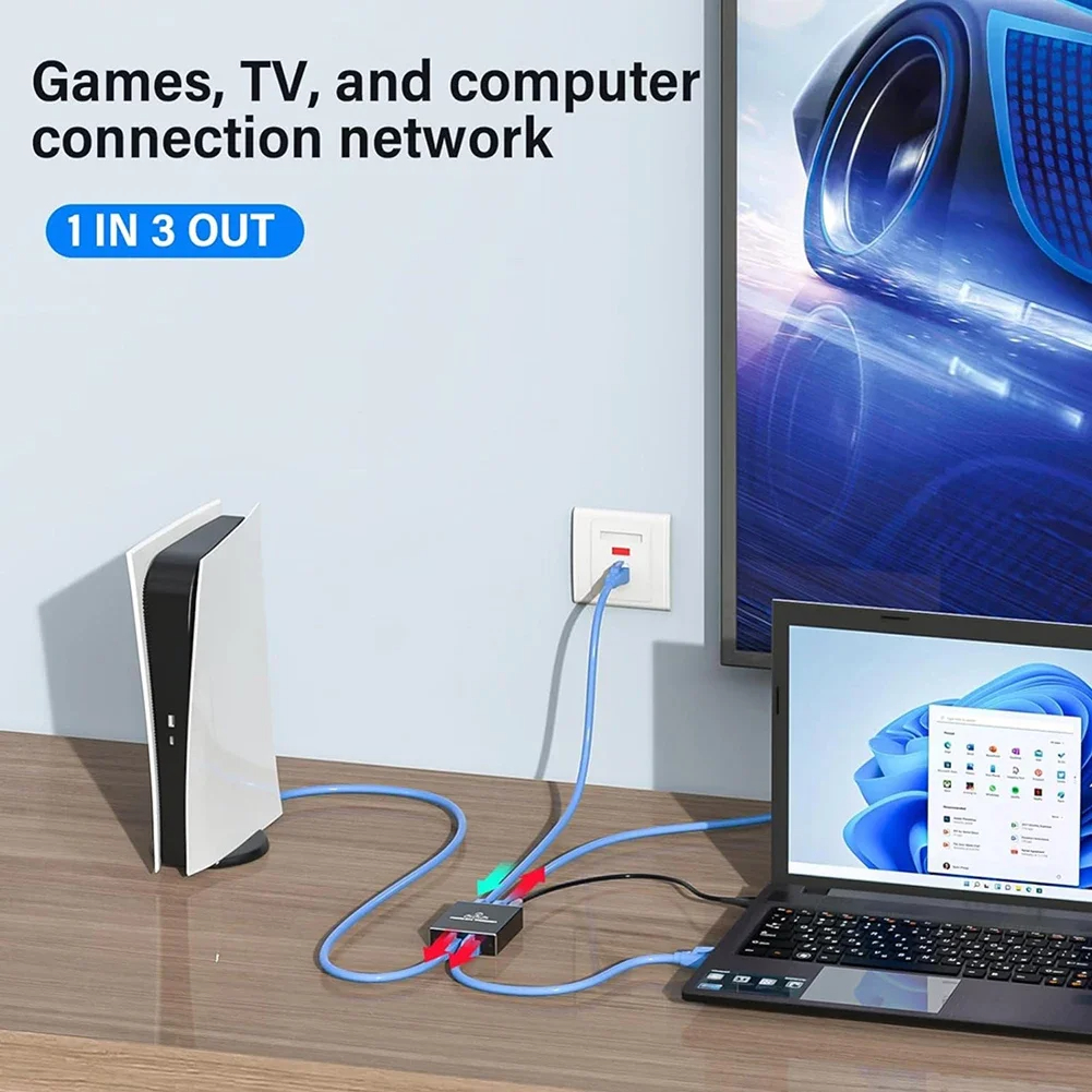 1000Mbps 1 in 4 Out Ethernet Adapter 1 to 2/3/4 RJ45 LAN Internet ...