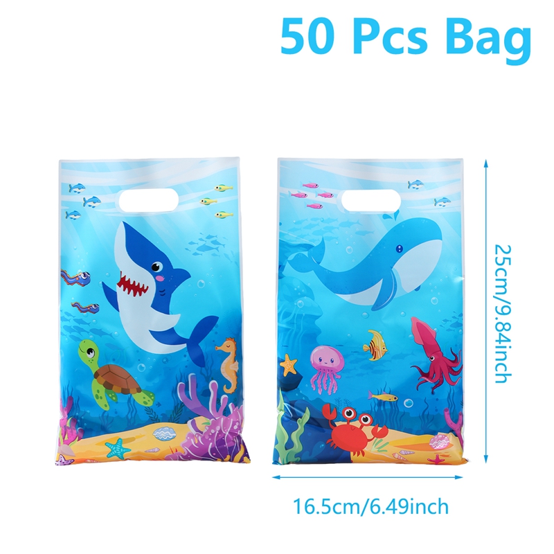 10/25/50Pcs Ocean Animal Theme Loot Bags Whale Shark Print Mixed Gift ...