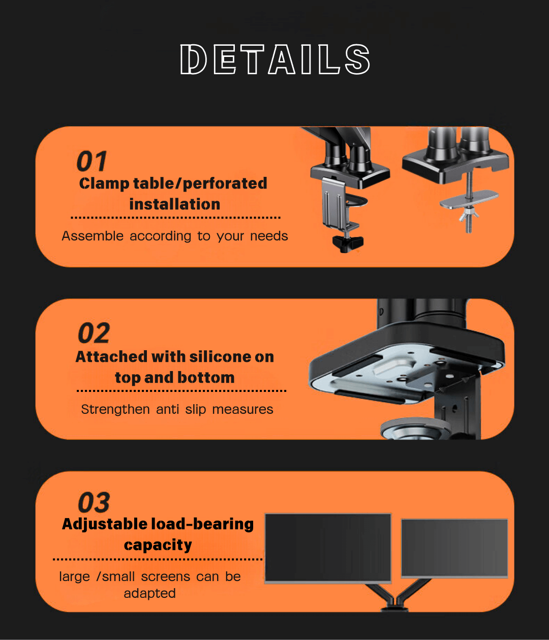 Premium dual monitor arm Steel Articulating Monitor Stand Adjustable ...