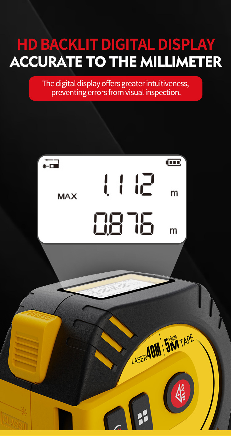 Nohawk Laser Tape Measure 40m/80m Laser distance meter Digital Tape ...