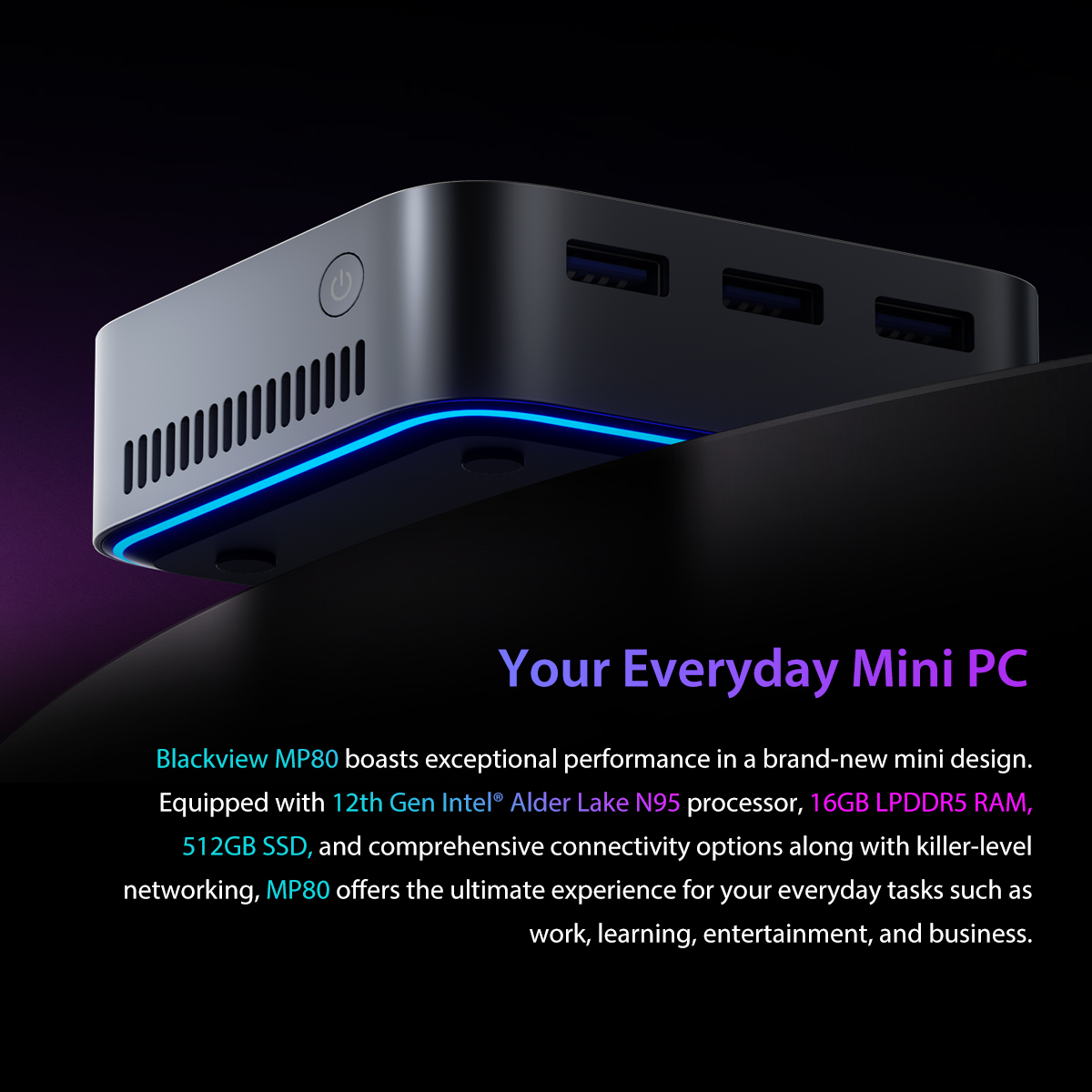 Blackview MP80 Mini PC 4K HDMI Windows 11 Pro 12th Gen Intel Alder Lake ...