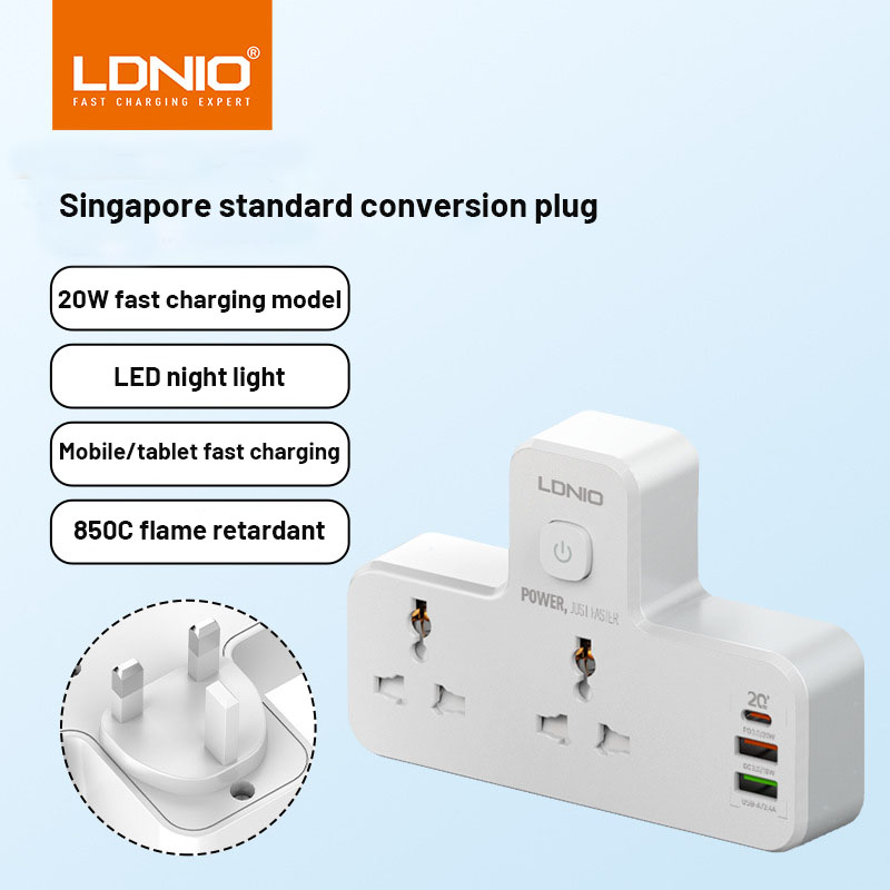[SG Ready Stock] LDNIO UK PLUG Power Socket 2 Way T-Adaptor 2 USB ...