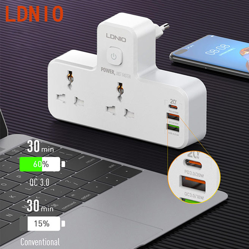 [SG Ready Stock] LDNIO UK PLUG Power Socket 2 Way T-Adaptor 2 USB ...