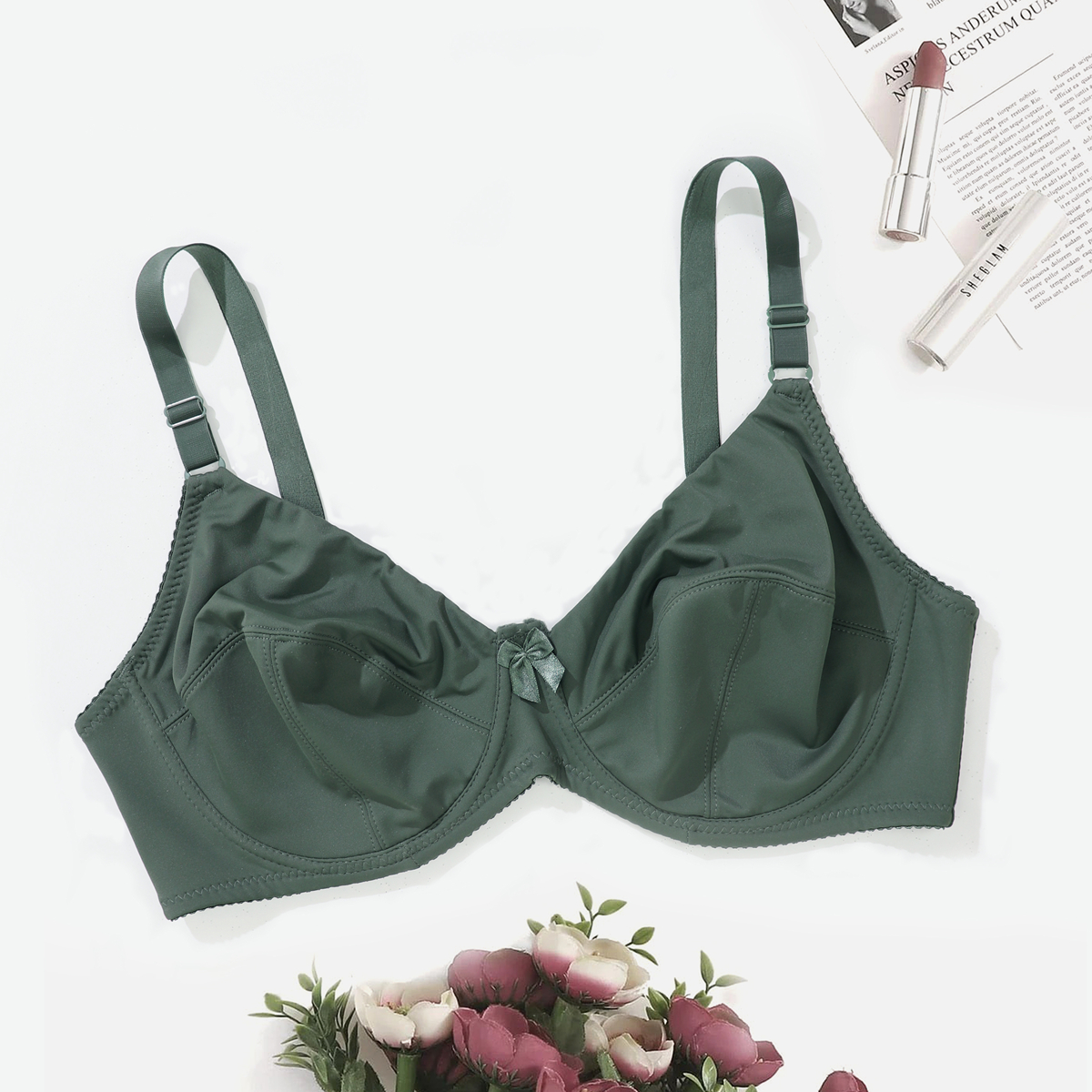 PARIFAIRY Solid Color Plus Size E Cup Women Bra Intimate Underwear ...