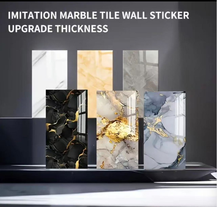 【Ready Stock】60*30cm 3D Marble Waterproof Wallpaper Self Adhesive Tile ...