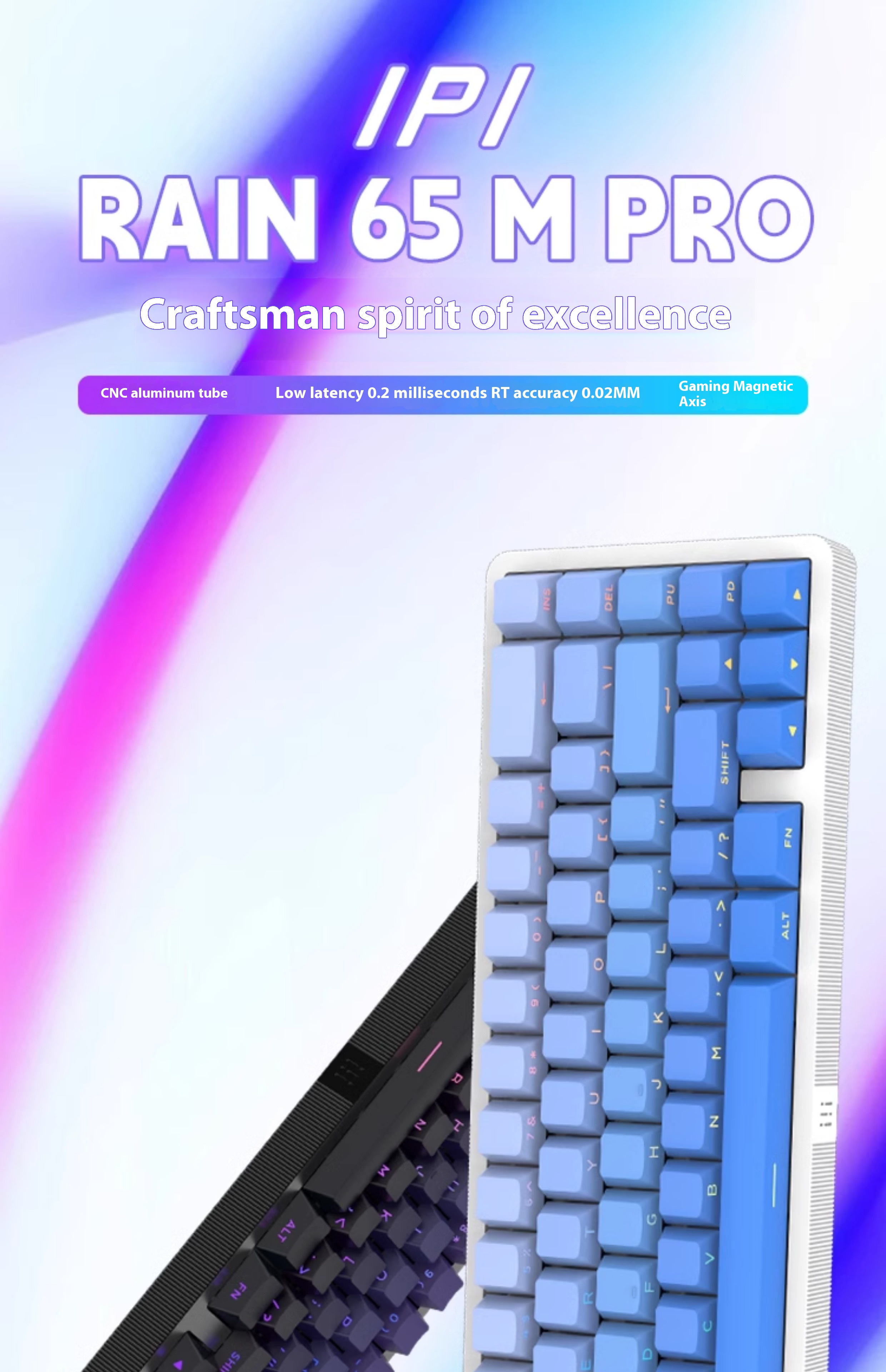 IPI RAIN 65 M PRO Aluminum Magnetic keyboard 65% Hot swappable RGB GASKET Custom Magnetic ...