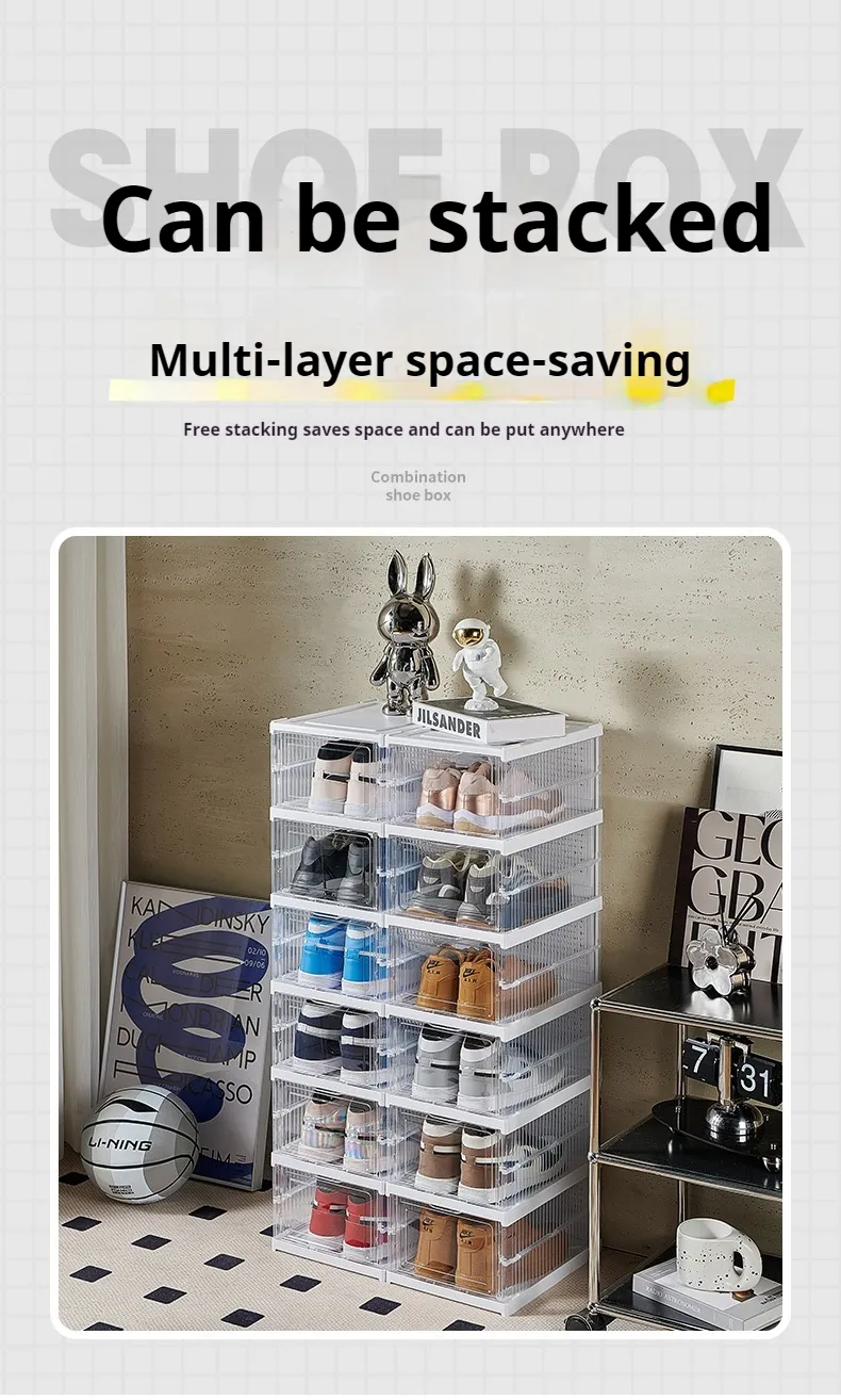 Big Size Shoe Box 6 Layers Folding Storage Shoe Rack Organizer Flip ...