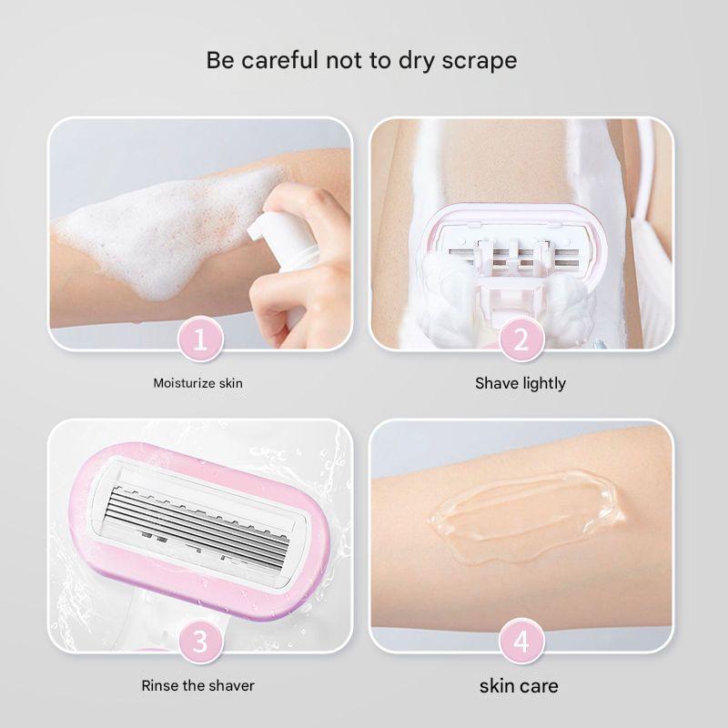 [5 Blades] Armpit Trimmer Lady Private Hair Razor with Aloe Vera Bars ...
