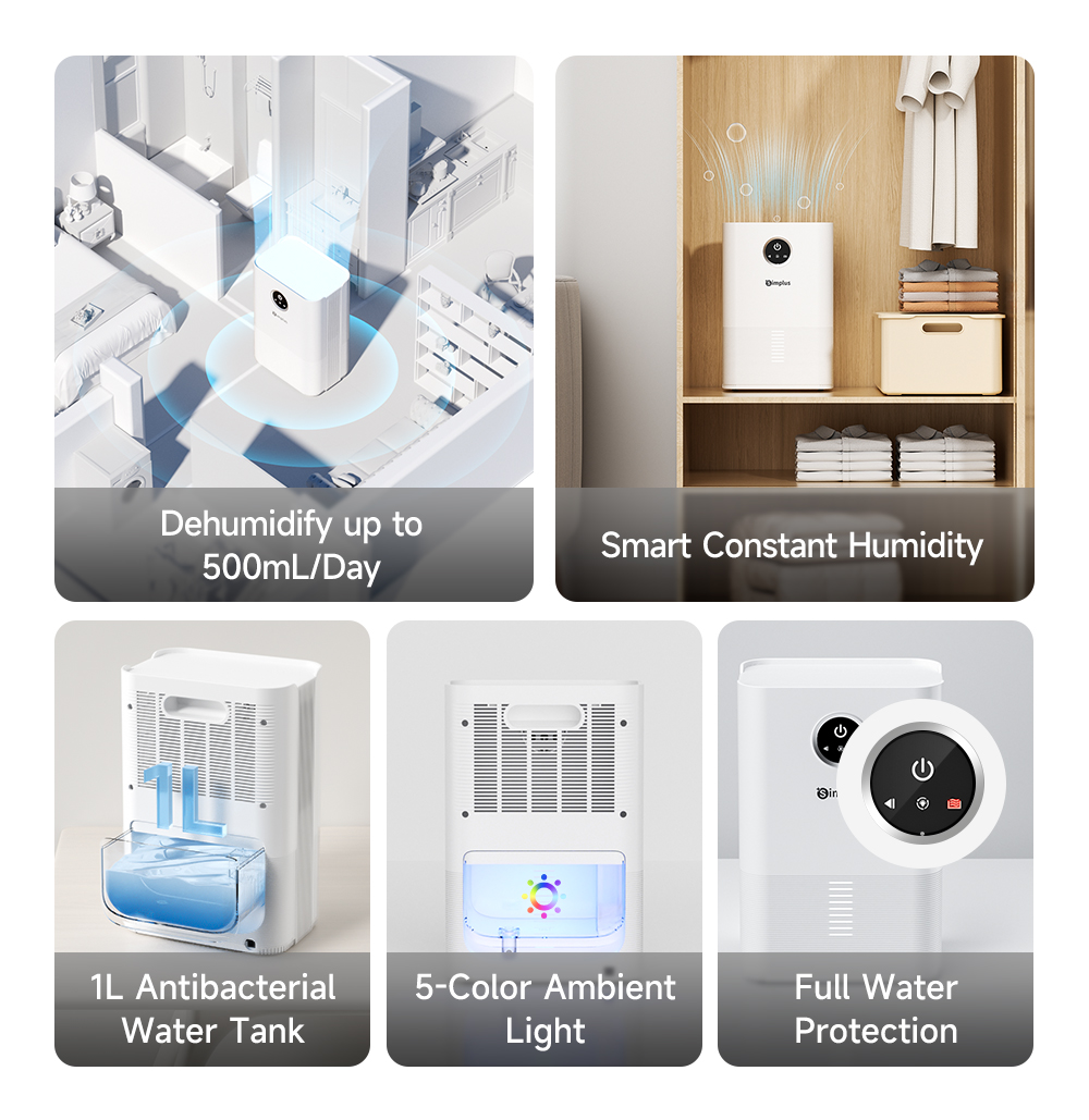 Simplus Dehumidifier | 500ml/Day | 1L Tank | Home Dehumidifying