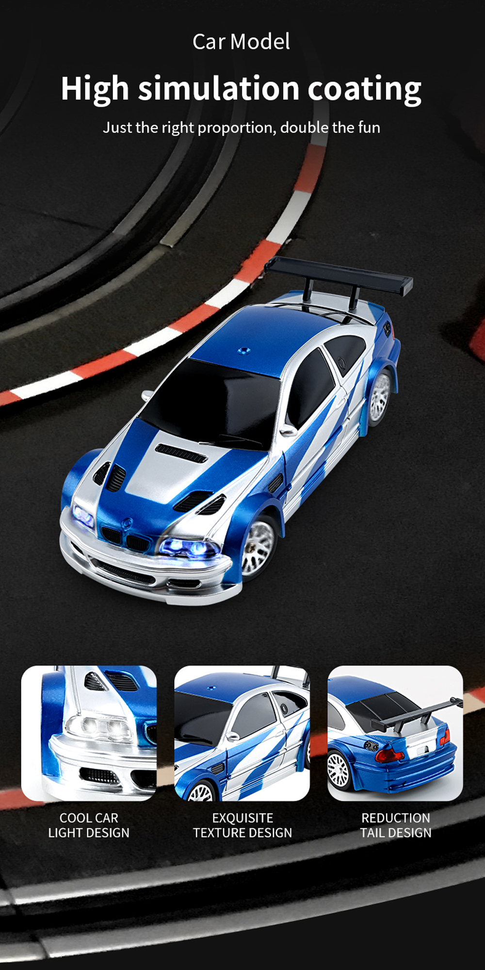 1/43 2.4G Mini RC Drift Car 4WD Full Proportional Throttle Remote ...