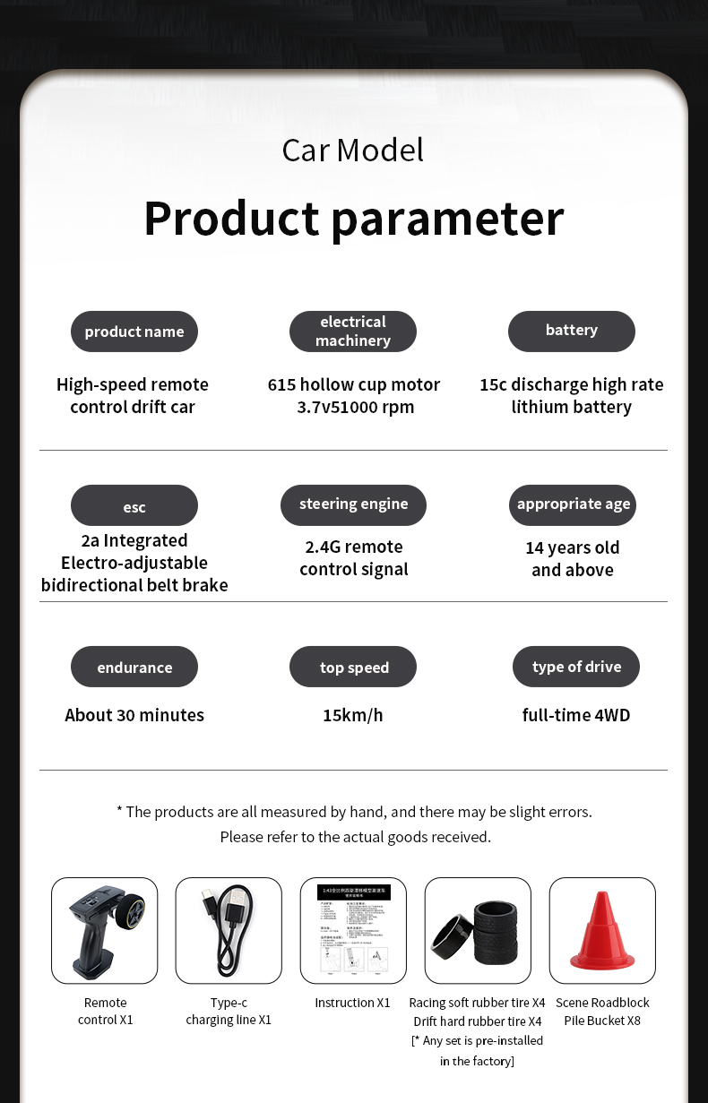 1/43 2.4G Mini RC Drift Car 4WD Full Proportional Throttle Remote ...
