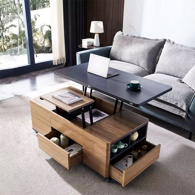 Coffee Table Set with Stools Assambled multi function Foldable with TV ...