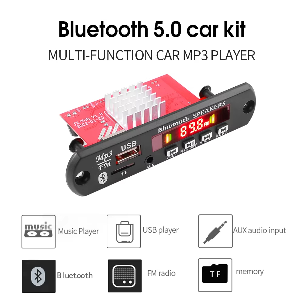 DC 5V 12V Bluetooth 5.0 MP3 WMA WAV APE Decoder Board Hands-free Car Audio Microphone USB TF FM ...