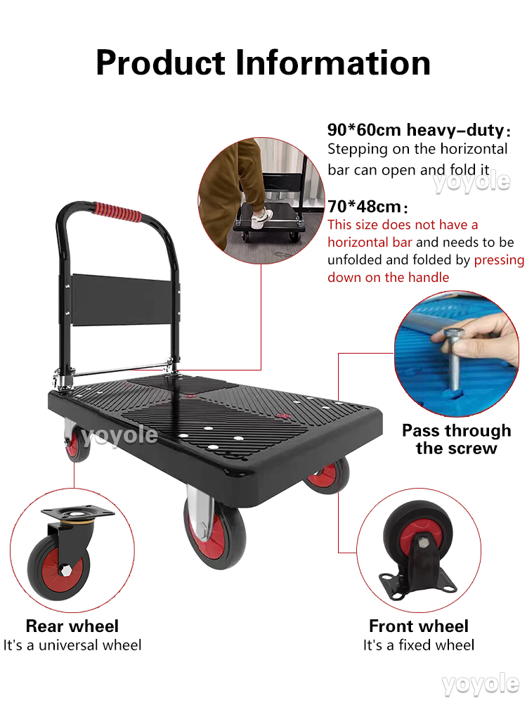 Heavy Duty Trolley With Wheels Trolley Cart Foldable Platform Trolley ...