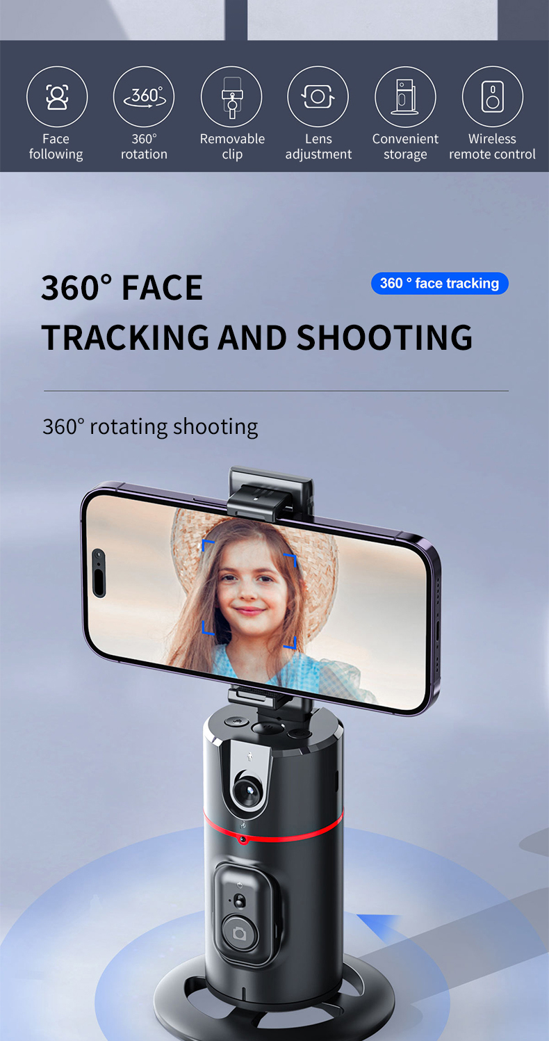 [SG] 360°Rotation Smart Auto Face Tracking Phone Selfie Stick Holder Ai Follow-Up Video Vlog ...