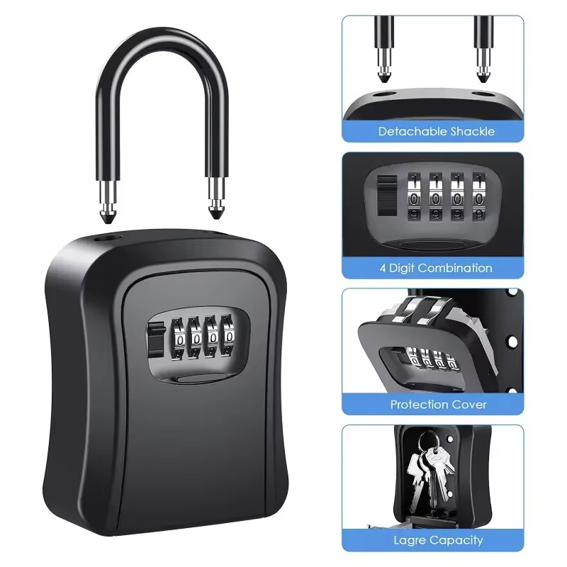 KIPRUN Key Lock Box, 4 Digit Combination Password Wall Mount Key ...