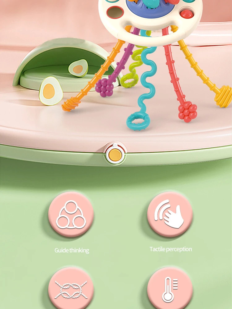 Baby Teething Toy - Montessori Sensory String Silicone Chewable ...