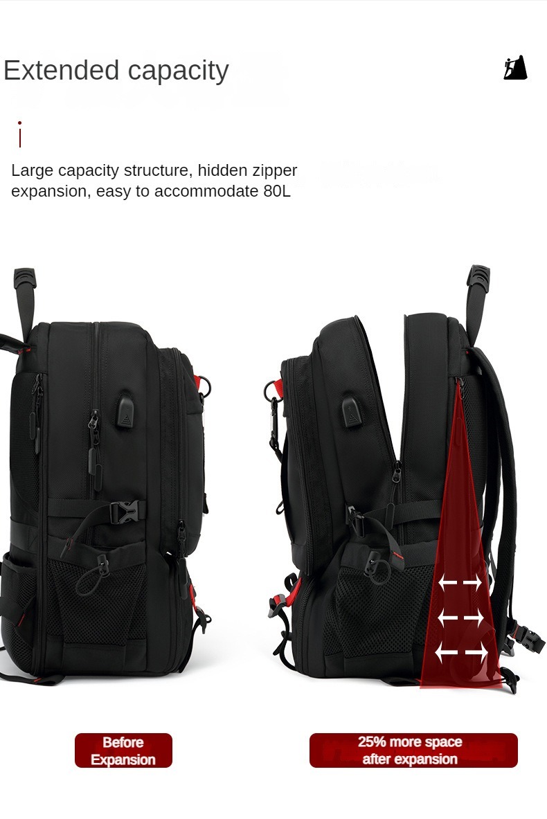 My available 50/60/80L Travel bagpack man expandable waterproof 17 inch ...