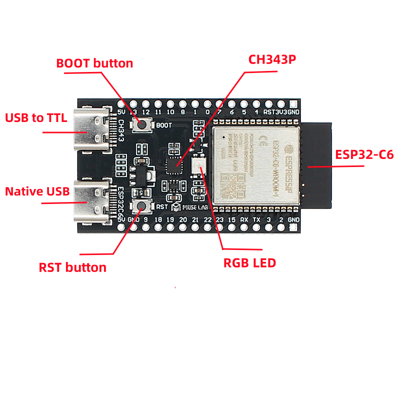 ESP32 ESP32-C6 WiFi+Bluetooth Internet Of Things Dual Type-C Development Board Core Board ESP32 ...