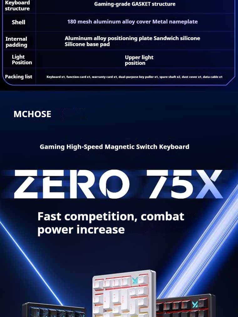 MCHOSE ZERO 75X wired magnetic axis gaming keyboard, 8K return rate ...