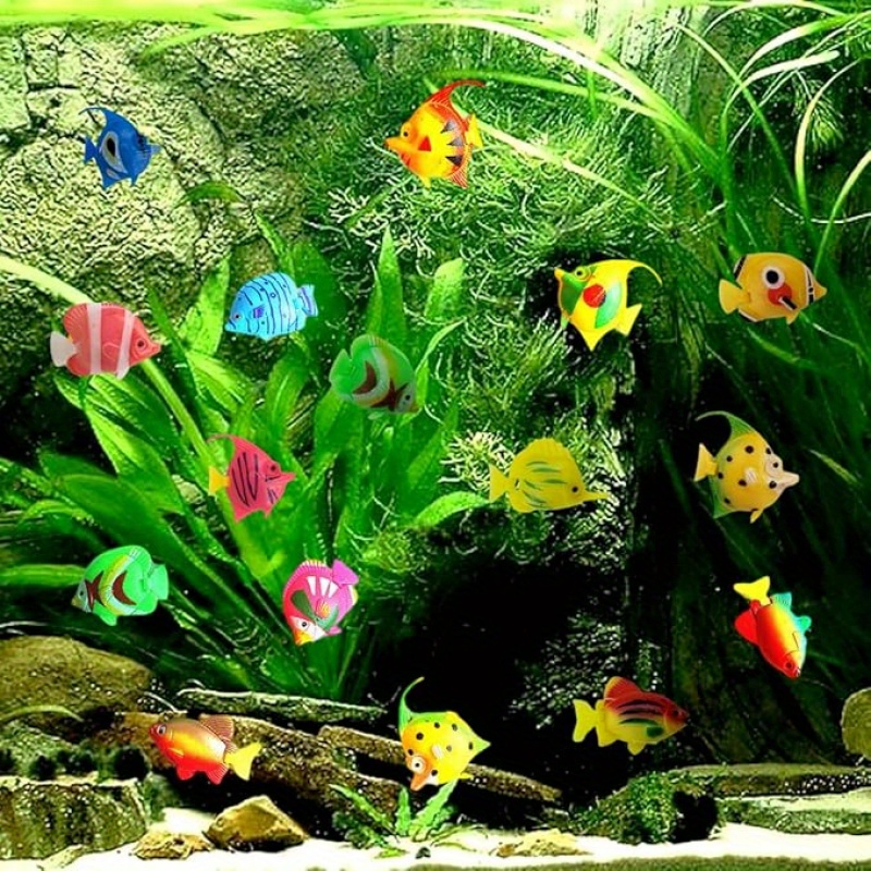 10pcs Tropical Fish Tank Decorations, Floating Artificial Fish ...