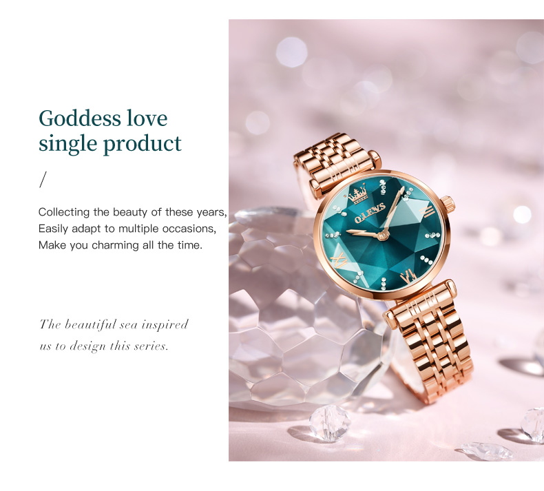 OLEVS Ladies Watch Stainless Steel Rose Gold Strap Original Quartz ...