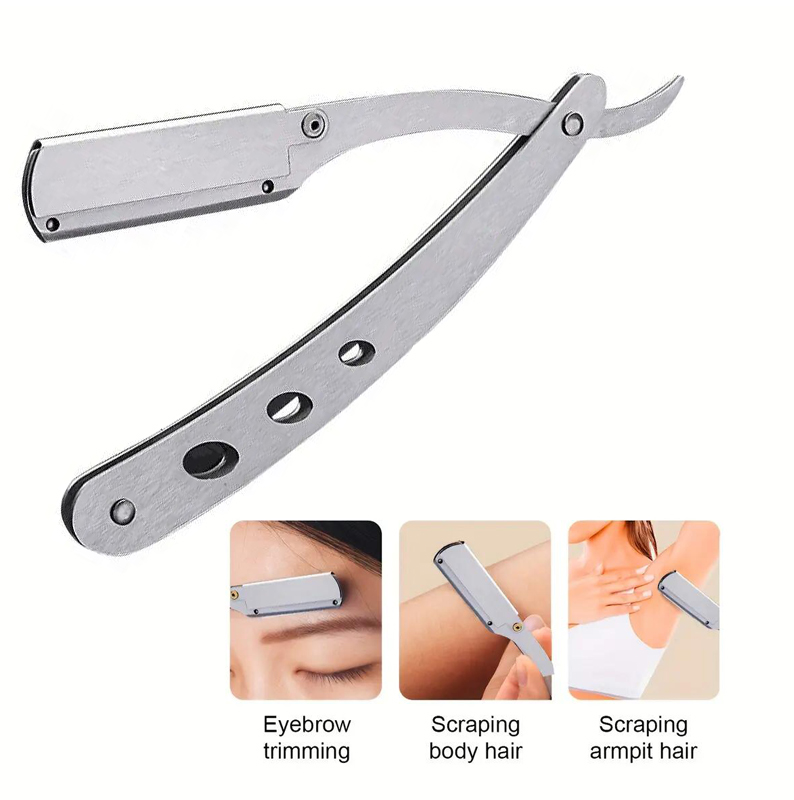 Silver Razor Old-fashioned Razor Manual Men Women Shaving Shaving Razor ...