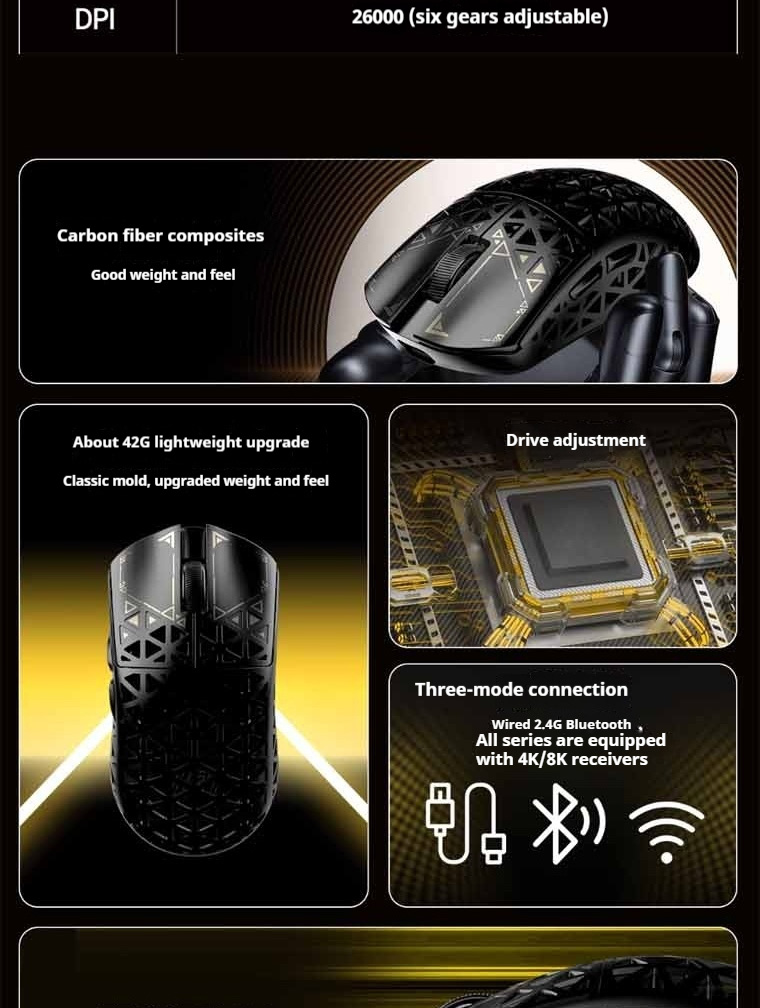 IPI Piao/QIPro three mode carbon fiber composite wireless game mouse ...