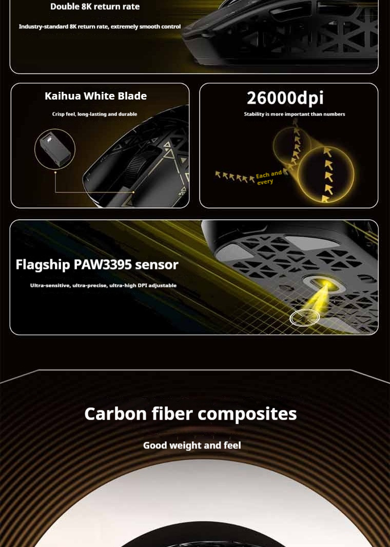 IPI Piao/QIPro three mode carbon fiber composite wireless game mouse ...