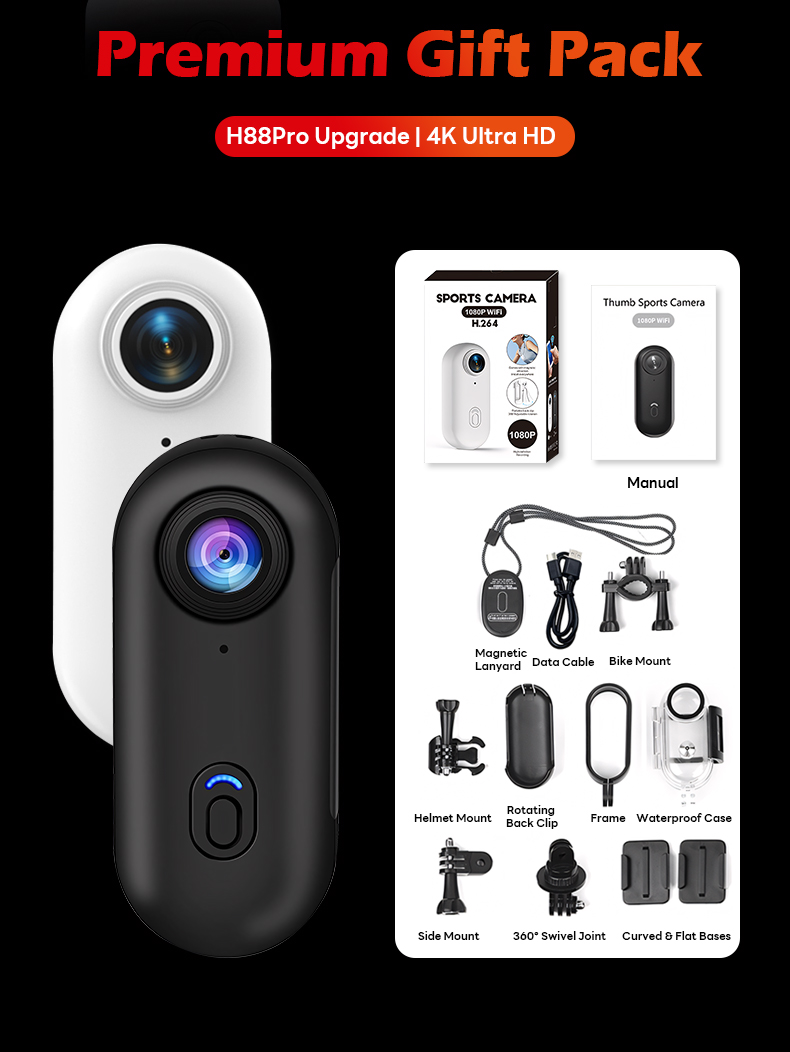 H88 pro 32GB FHD 4K Vlog Action Camera Mini Body Camera, Wearable ...
