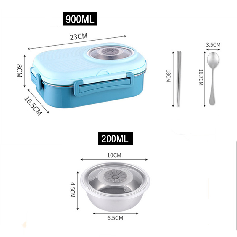 1100ML Stainless Steel 304 Thermal Lunch Box With Soup Bowl Leak-Proof ...