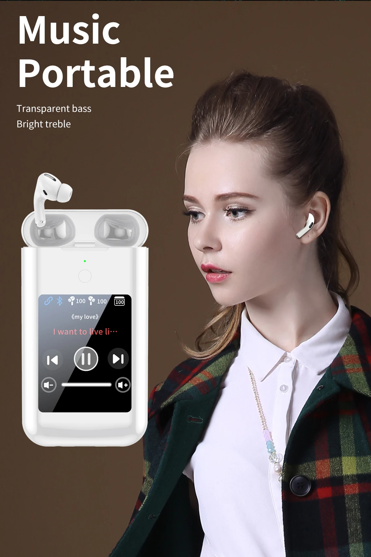 New A98 BOX TWS 2.8 inch HD Touch Screen 8000mah power bank Earphones ...