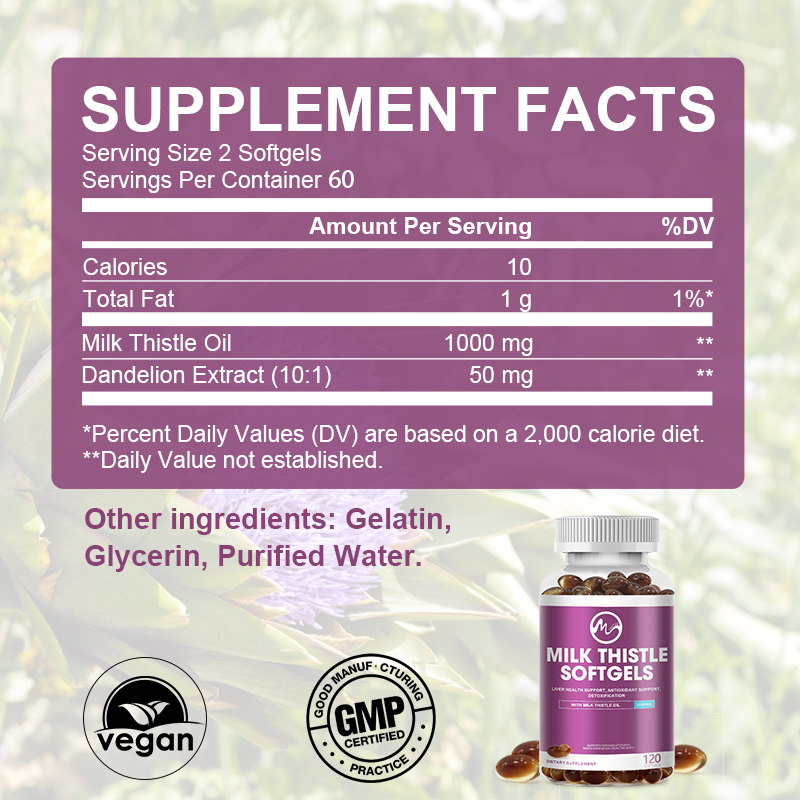 Minch Milk Thistle Capsules 1000mg Detox Support Liver Health ...