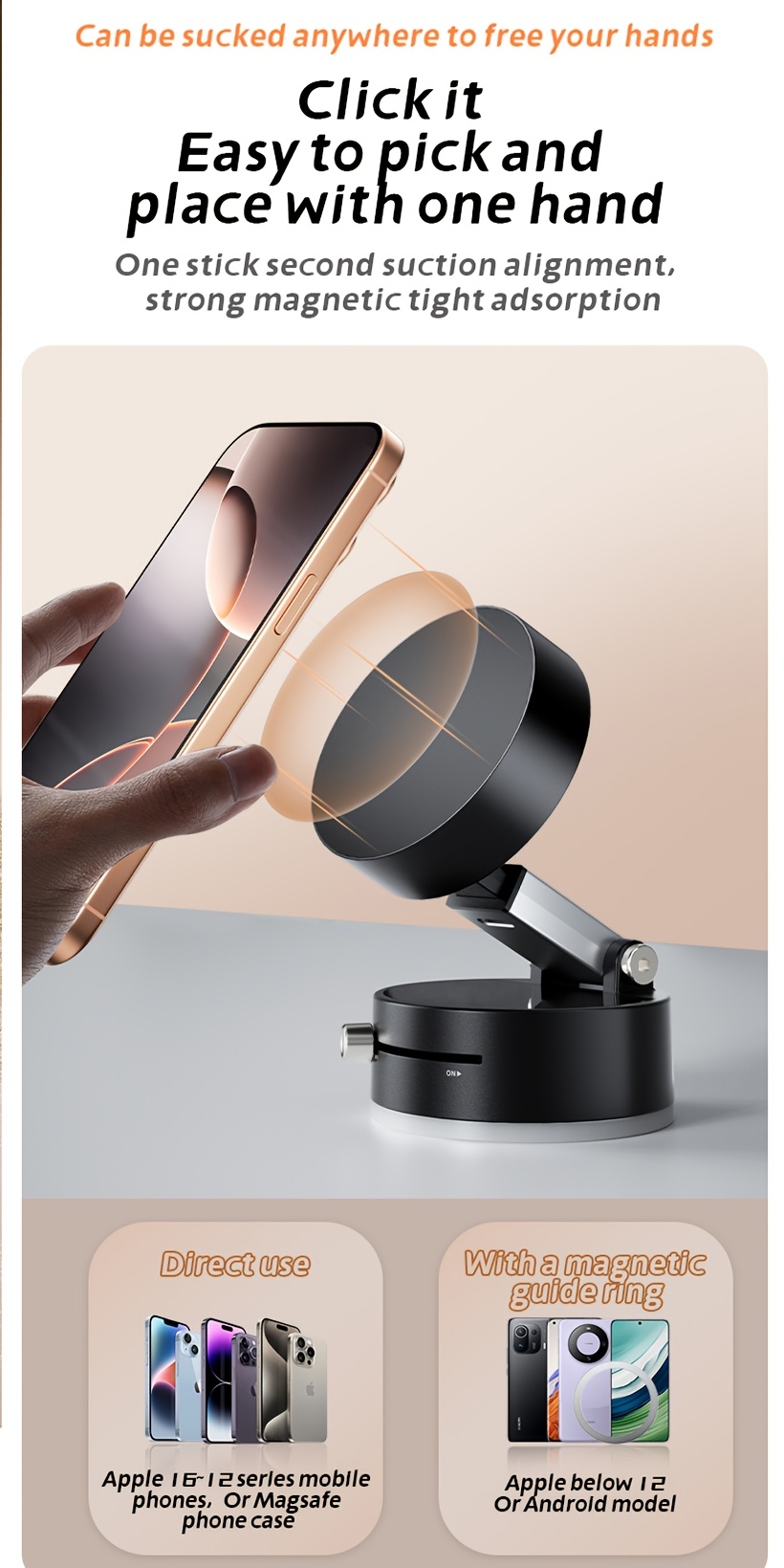 Vacuum Magnetic Suction Cup Folding Swivel Stand Double-sided Suction ...