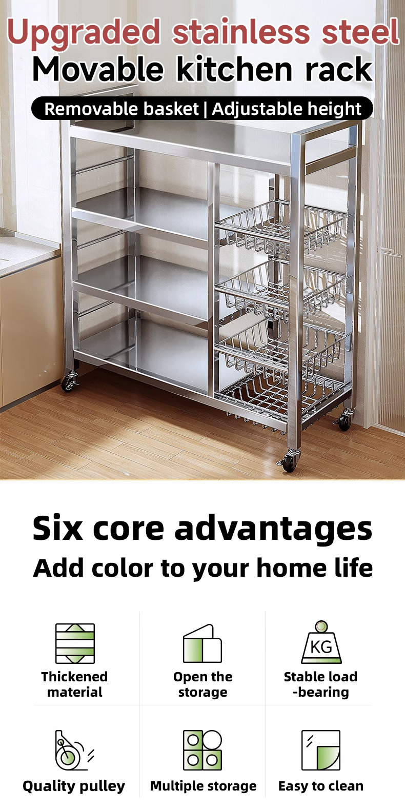 STYF【SG Local Seller 】2025 Upgrade Stainless Steel Kitchen Shelf Rack ...