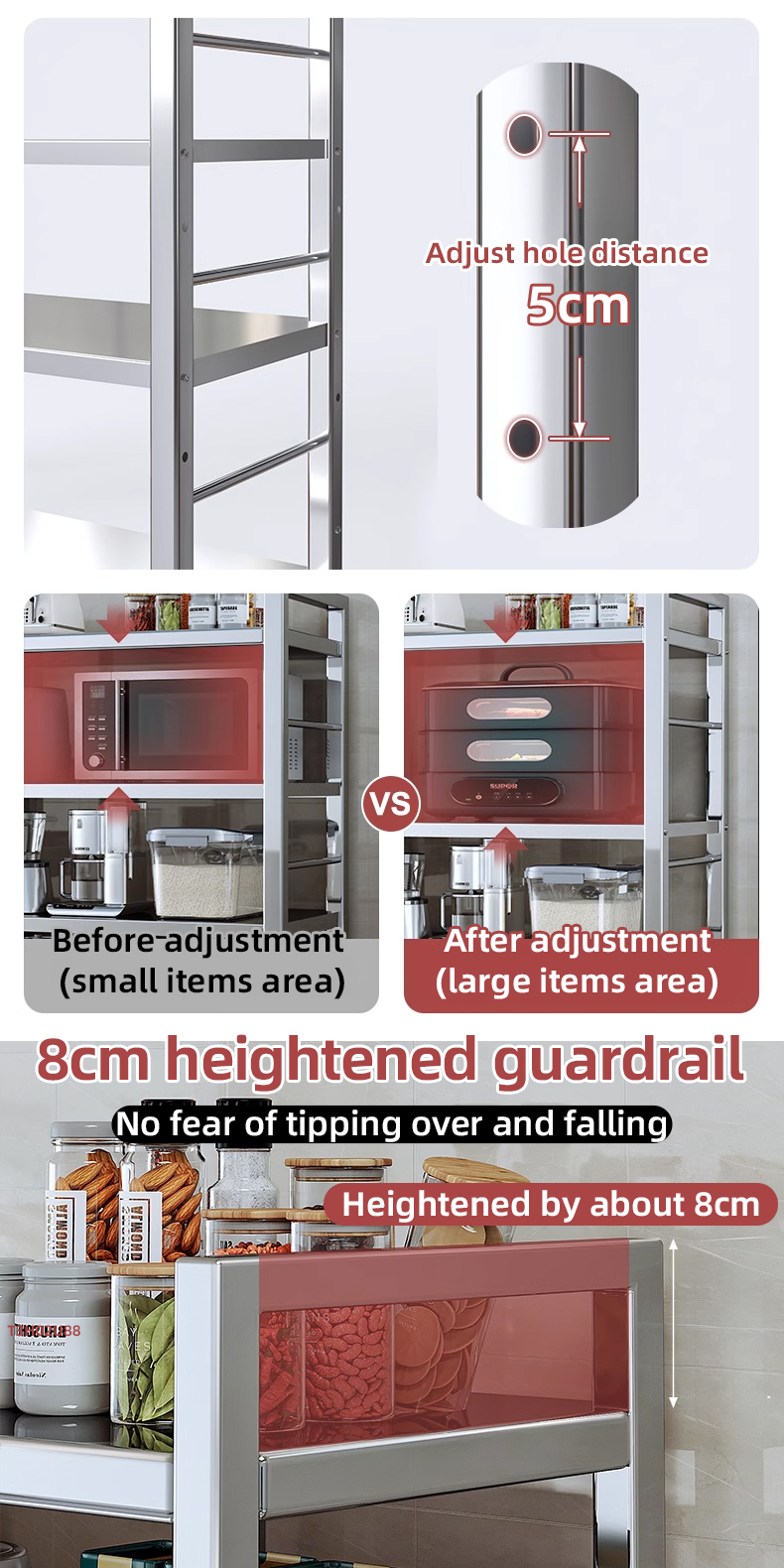 STYF【SG Local Seller 】2025 Upgrade Stainless Steel Kitchen Shelf Rack ...