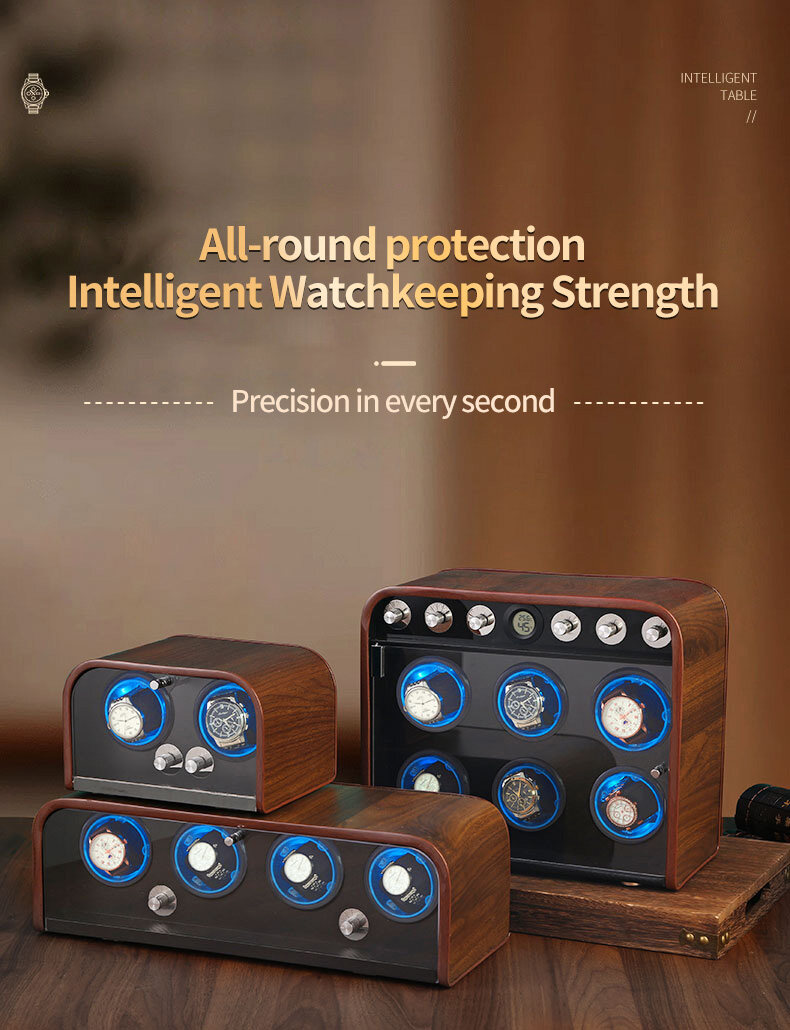 BLUETIDE【Colorful Light】Watch Winder Box Automatic 2/4/6/9 slot Ladies ...