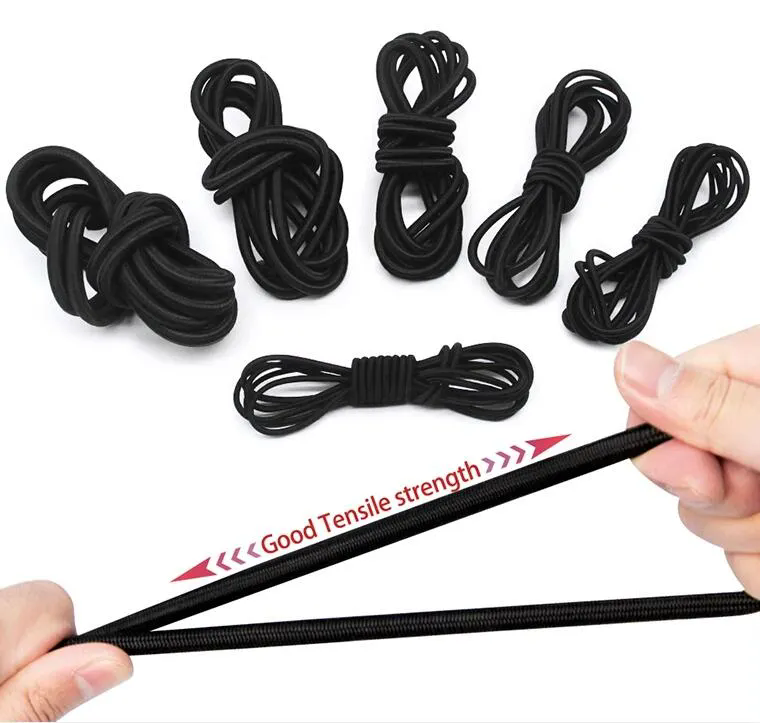 5 Meters/Lot 3/4/5/6/8/10mm Black Round Elastic Band Cord Elastic ...