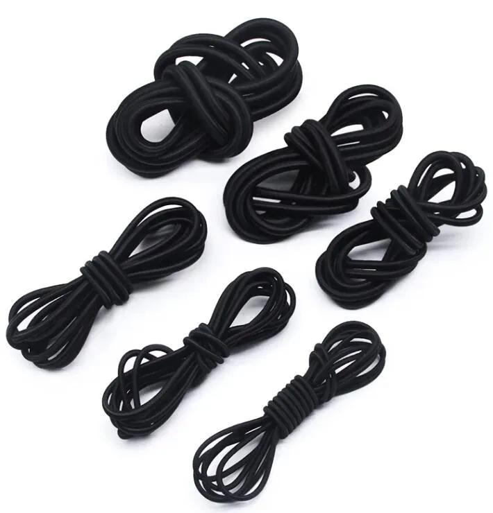 5 Meters/Lot 3/4/5/6/8/10mm Black Round Elastic Band Cord Elastic ...