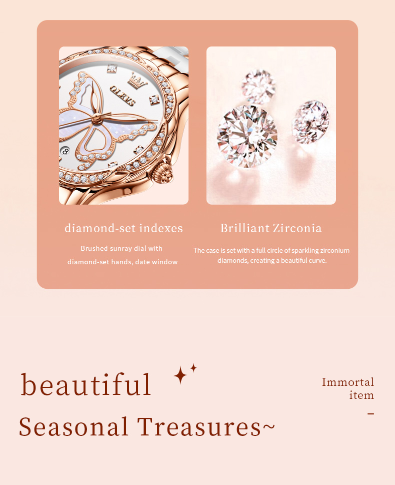 Olevs 5610 Fashion Casual Butterfly Ceramic Strap Quartz Watch ...