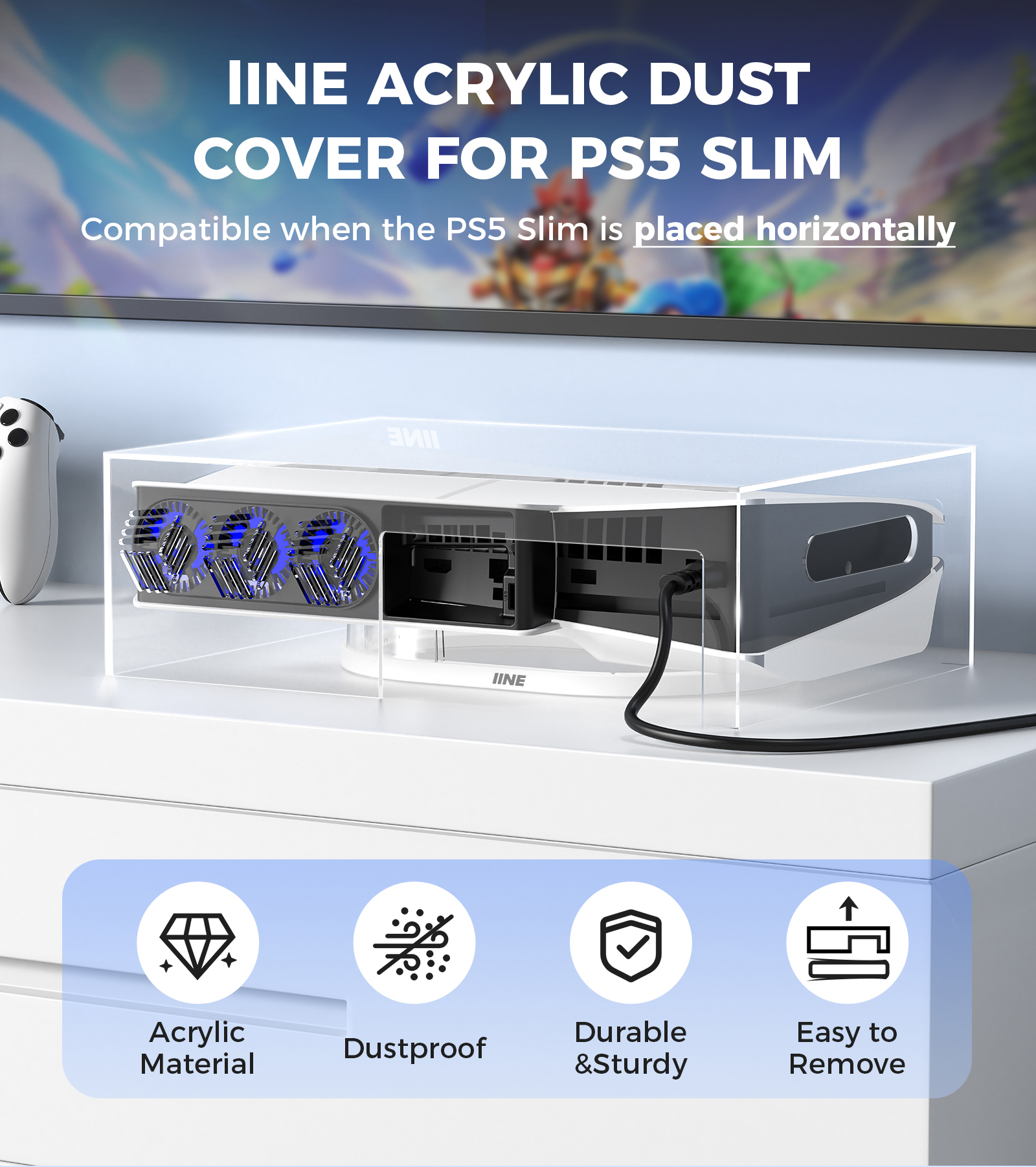 IINE Acrylic Dust Cover for PS5 Slim / PC Material Dustproof Compatible ...